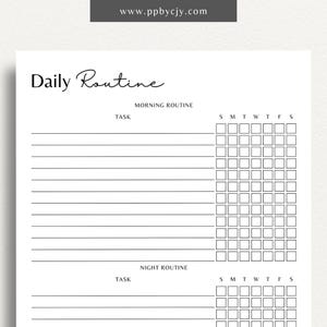 Daily Routine Printable Template | Instant Digital Download | Daily ...