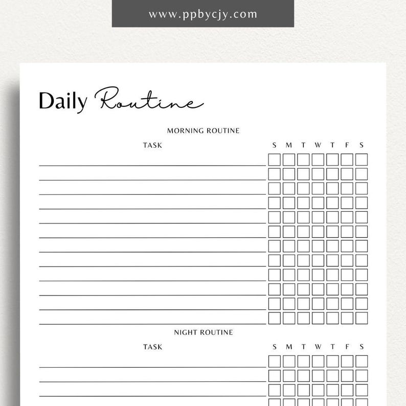 Daily Routine Printable Template | Instant Digital Download | Daily ...