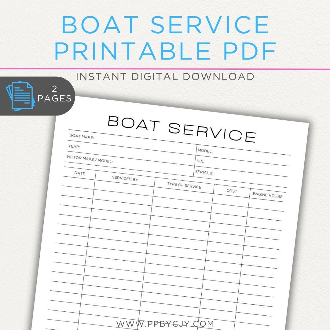 Boat Vessel Service Log | Marine Maintenance Repair Tracker | Yacht ...