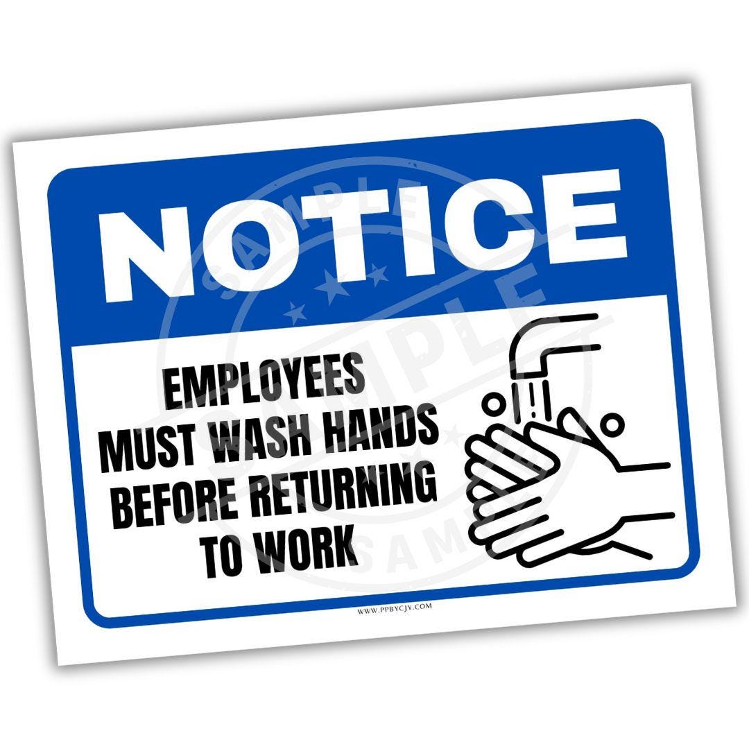 Employees Must Wash Hands Sign | Workplace Hygiene Reminder (digital ...