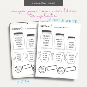 Kitchen Conversion Measurement Chart Cooking Baking Measurement Guide ...