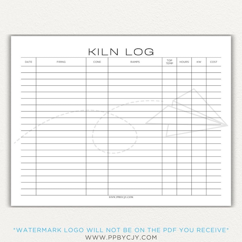 Kiln Log Printable | Kiln Firing Tracker for Pottery & Ceramics | Glaze ...
