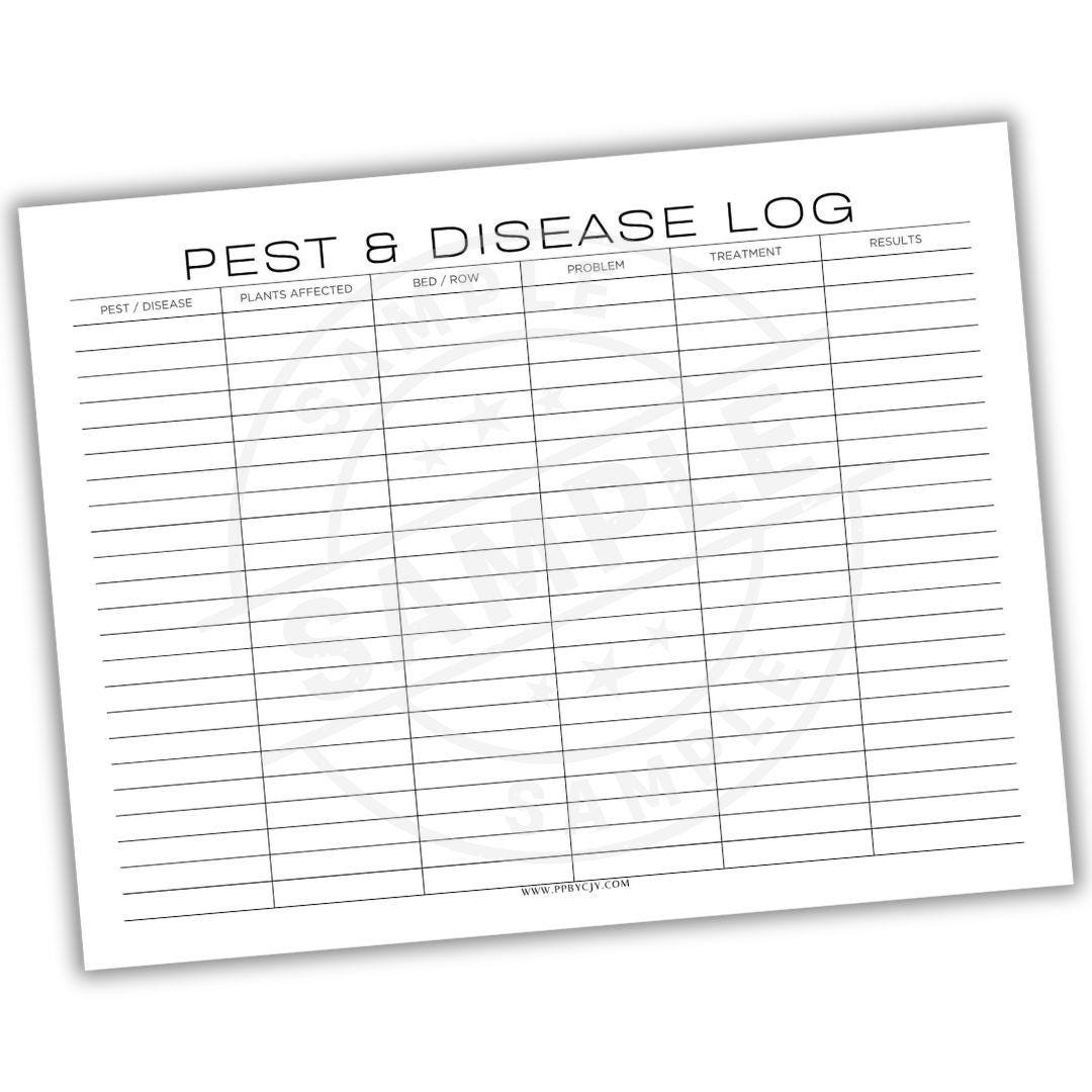 Pest & Disease Log Printable PDF | Garden Tracker for Plant Pests ...
