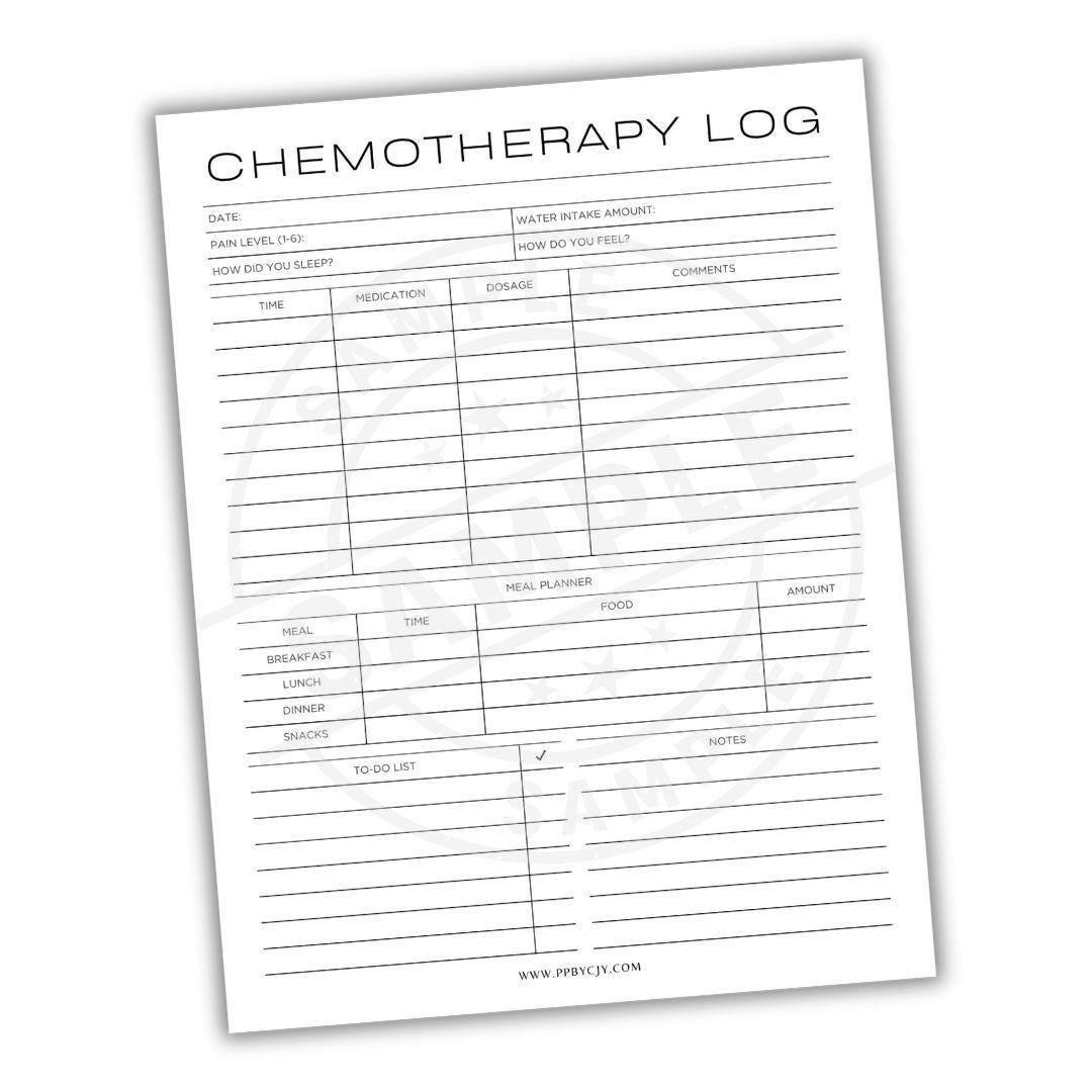 Chemotherapy Log Printable PDF | Cancer Treatment Tracker | Session ...
