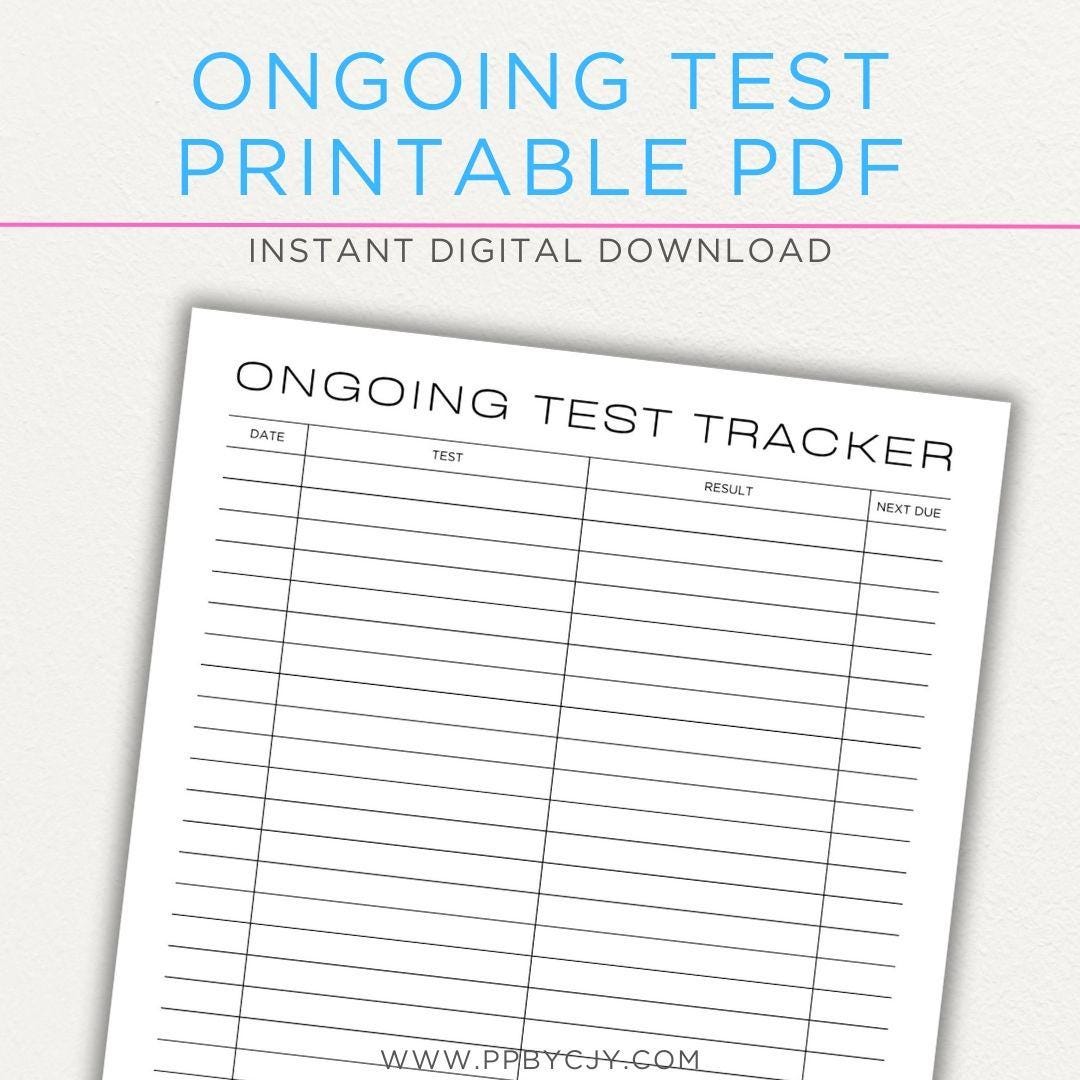 Ongoing Test Tracker Printable | Lab & Medical Test Log | Academic and ...
