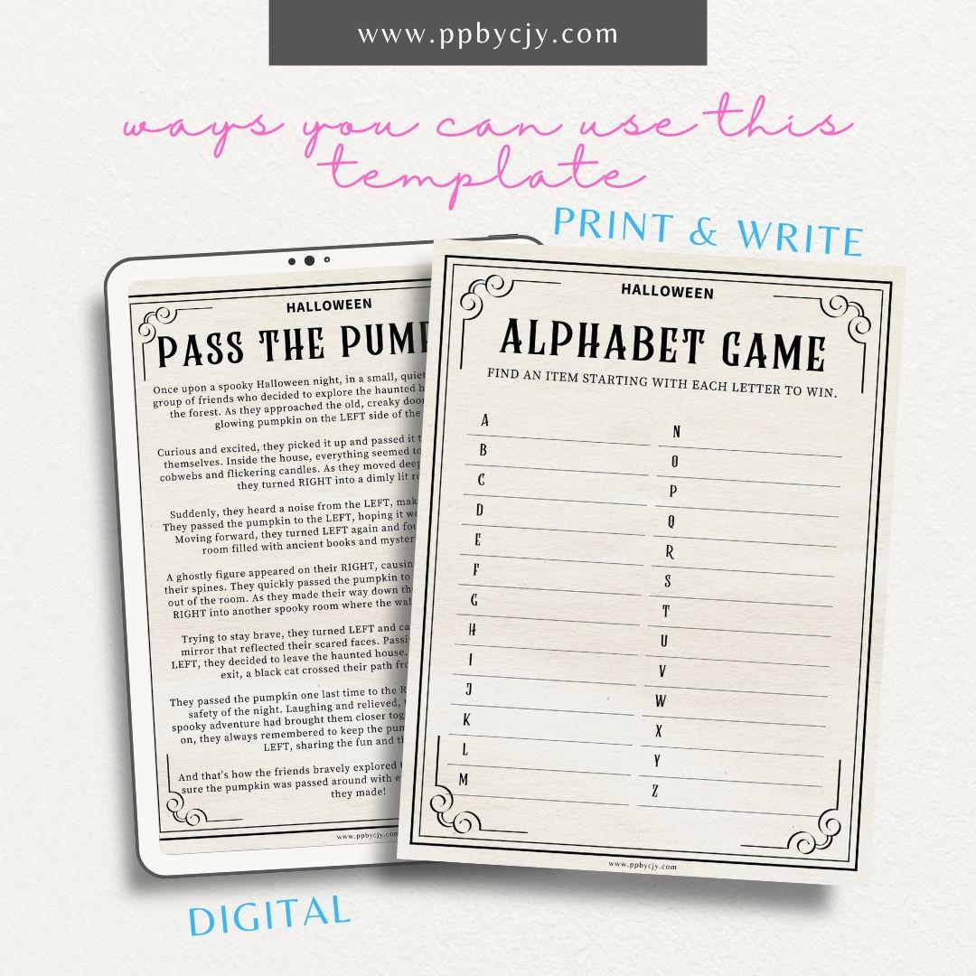 Halloween Game Bundle Printable Template | Digital Download | Pass the ...