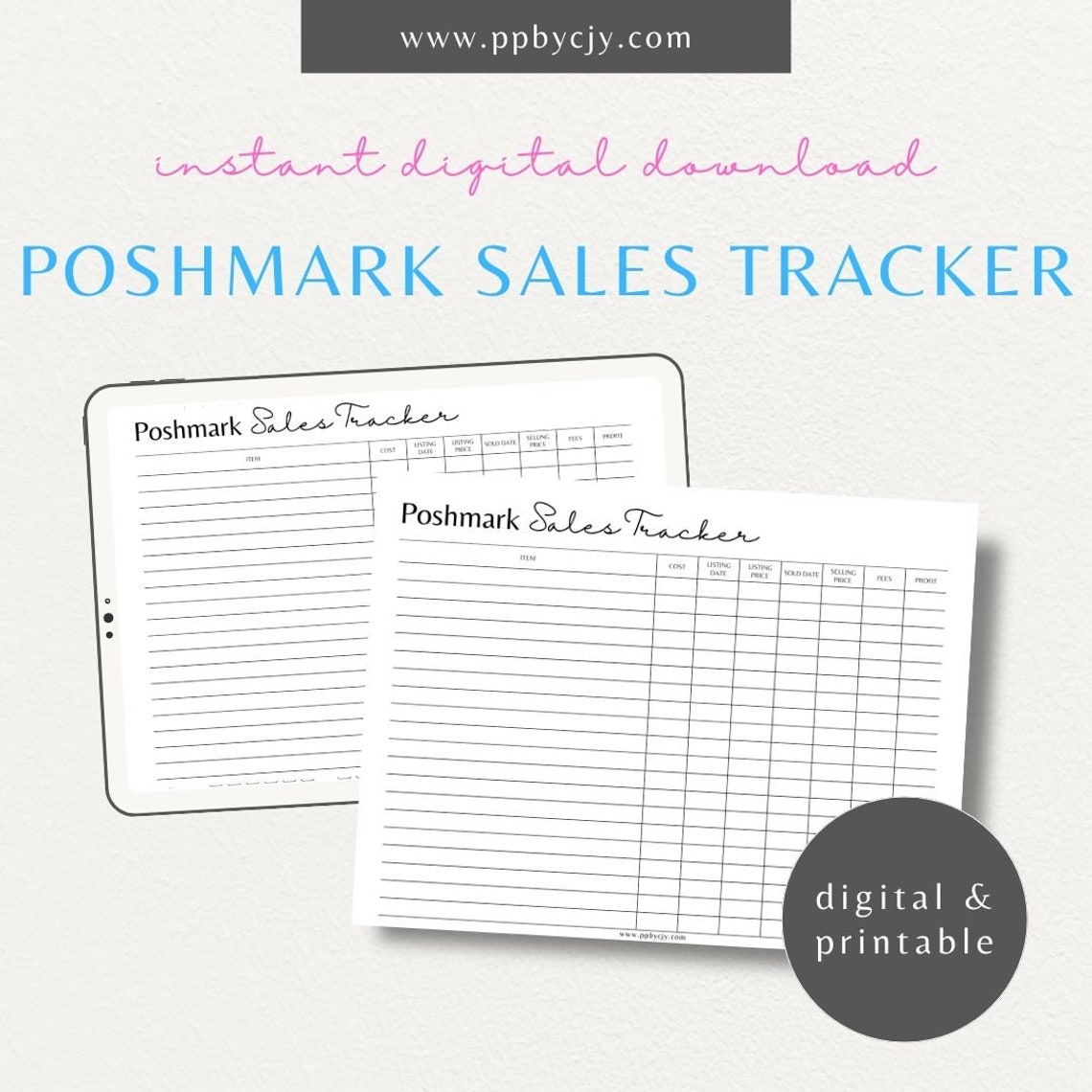 Poshmark Sales Tracker | Resale Business Earning Tracker | Closet ...
