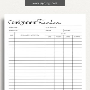 Consignment Tracker Printable Template | Digital Download | Inventory Management | Consignment ...