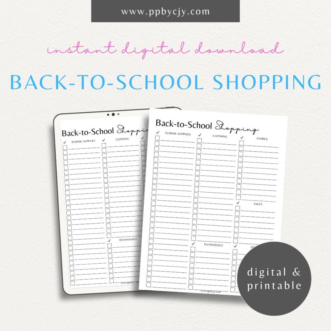Back-to-school Shopping List Printable Template | Digital Download ...