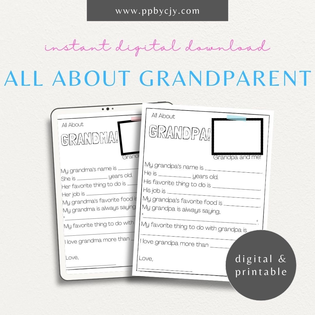 All About My Grandparent Activity | Grandpa Bonding Interview Page ...