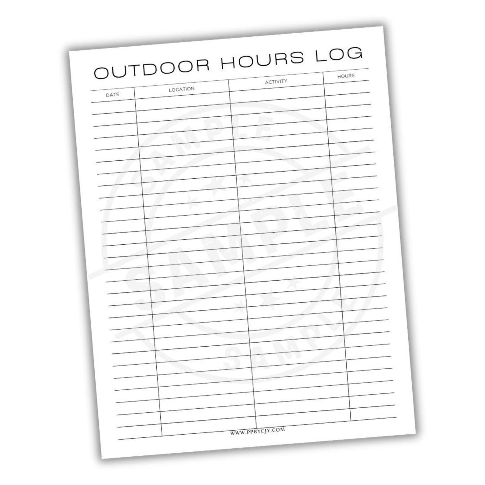 Outdoor Hours Tracker Printable | Nature & Activity Log | 1000 Hours ...