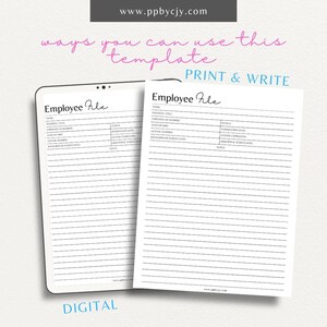 Employee File Information Sheet | Human Resources Personnel Record ...