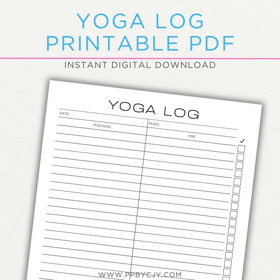 Yoga Log Printable | Instant Digital Download | Yoga Practice Tracker ...