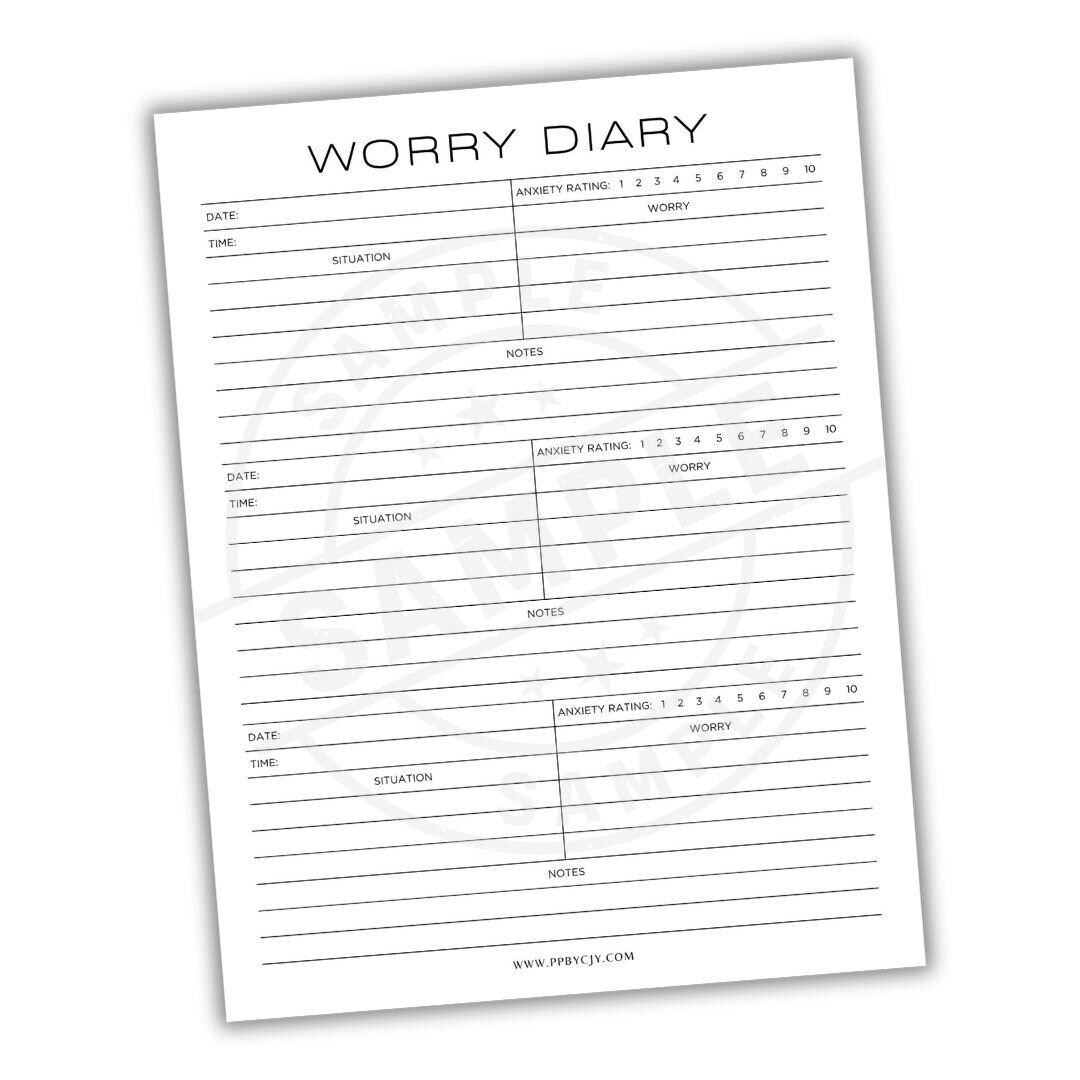 Worry Diary Printable PDF | Anxiety Journal Template | Guided ...