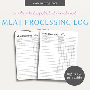 Meat Processing Tracker Printable Template | Instant Digital Download ...