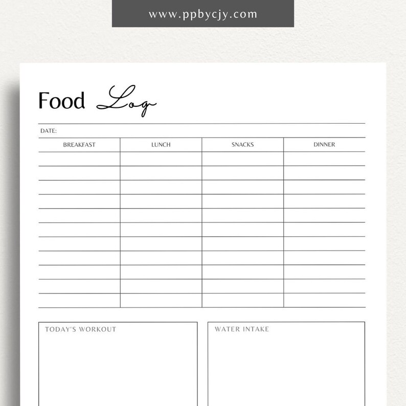 Daily Food Log | Nutrition Meal Tracker | Food Intake Meal Planning ...