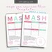 MASH Game Printable Template | Digital Download | Classic Paper Game ...