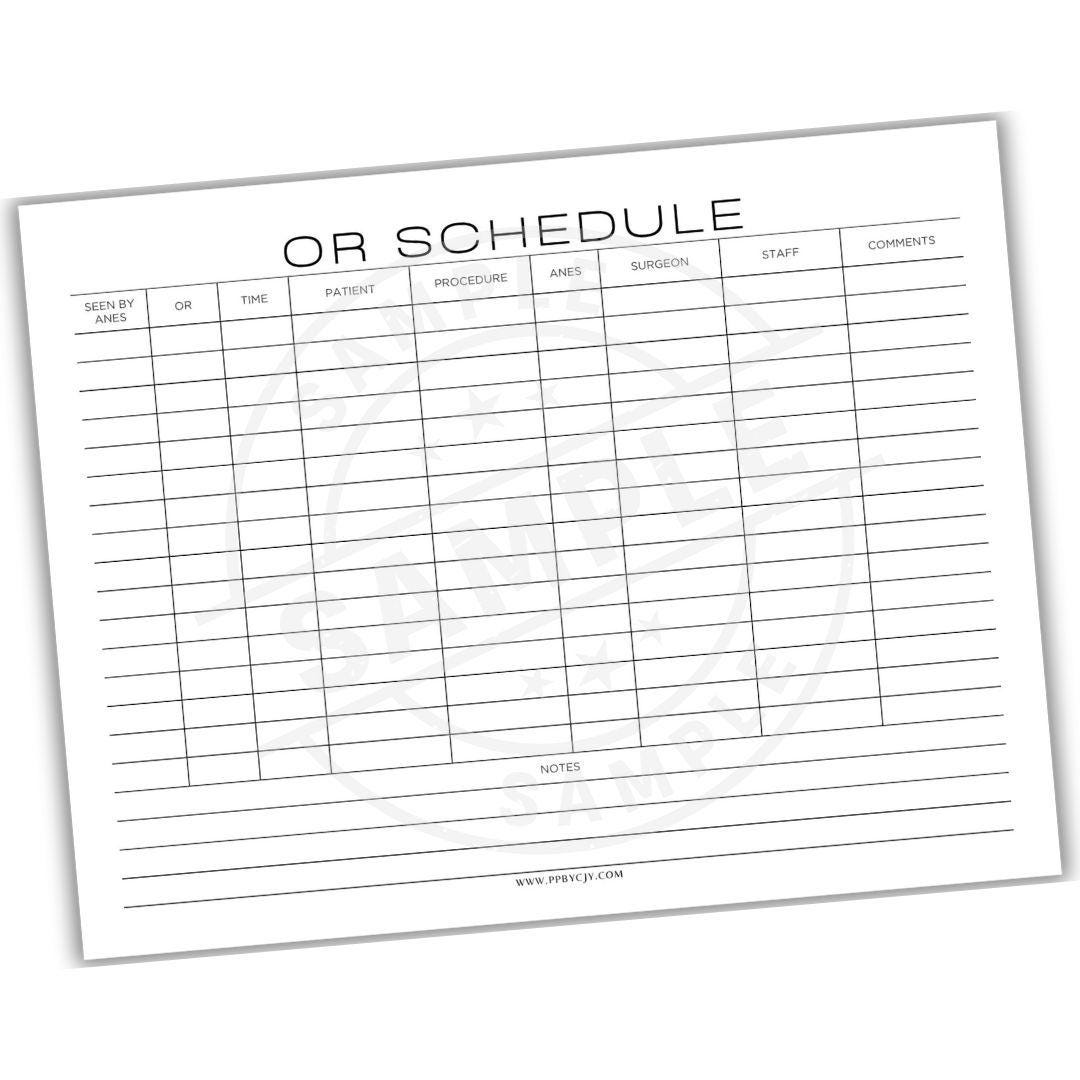 Surgery Schedule Tracker Printable | Medical Procedure Log | Pre-op and ...