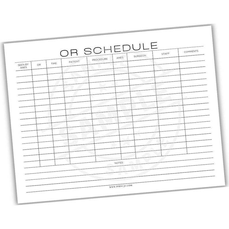 Surgery Schedule Tracker Printable | Medical Procedure Log | Pre-op and ...