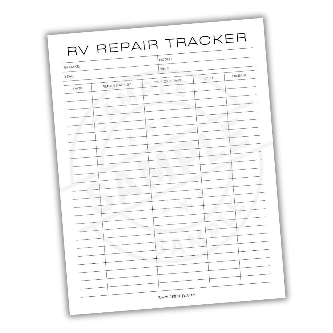 RV Repair Tracker | Motorhome Maintenance Log | Camper Van Repair ...
