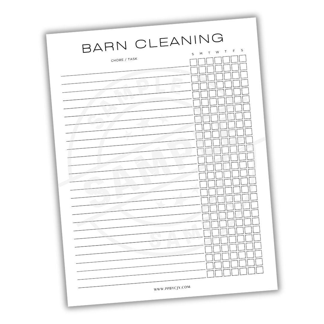 Barn Cleaning Checklist Printable | Equestrian Horse Stable Chore List ...