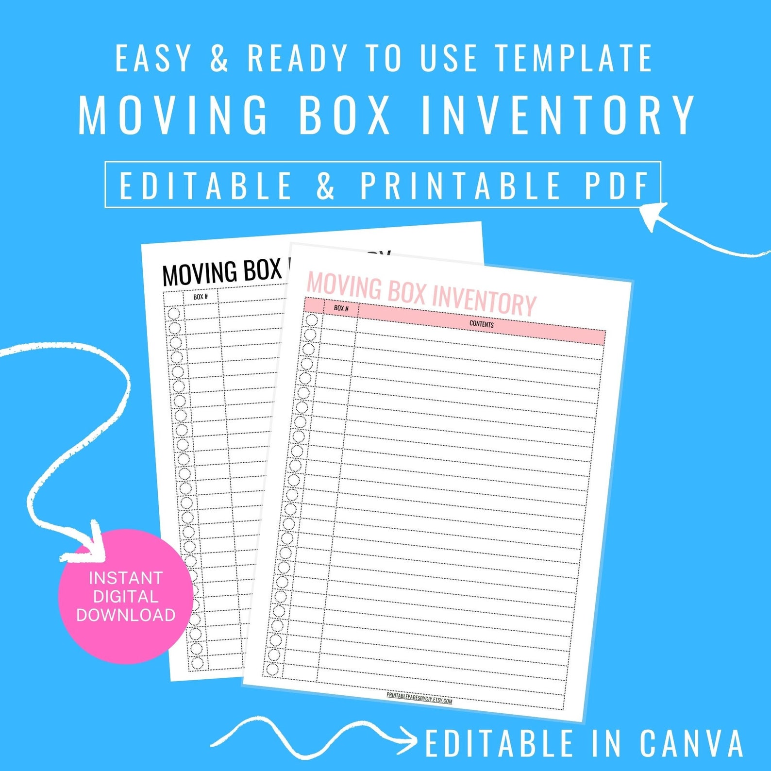 Moving Box Inventory List Moving Box Contents Moving - Etsy