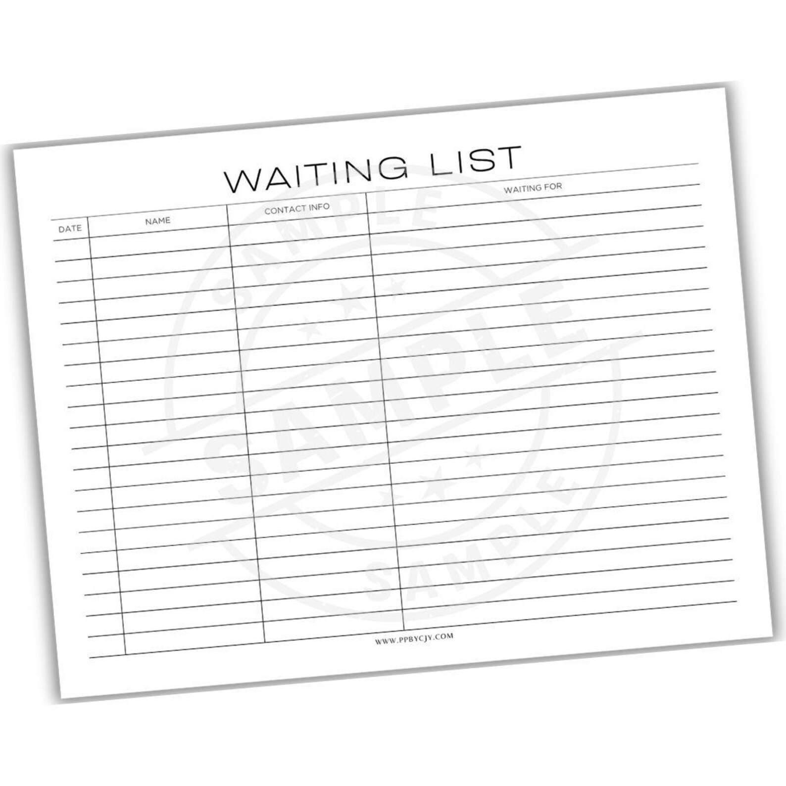 Waiting List Printable PDF Template | Appointment, Client, Customer ...