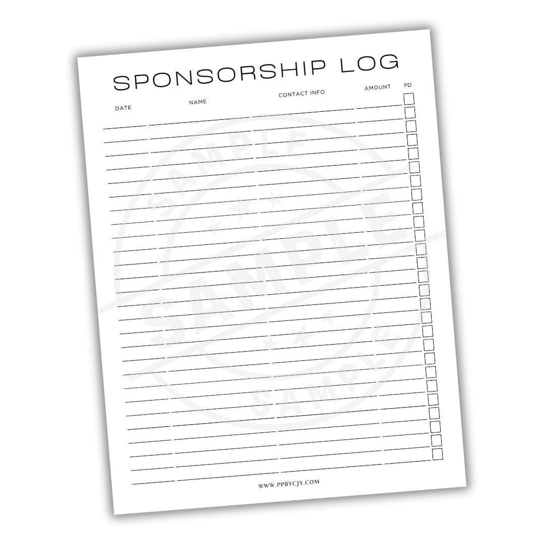 Sponsorship Log Fundraising Organizer | Sponsor Management Contact List ...