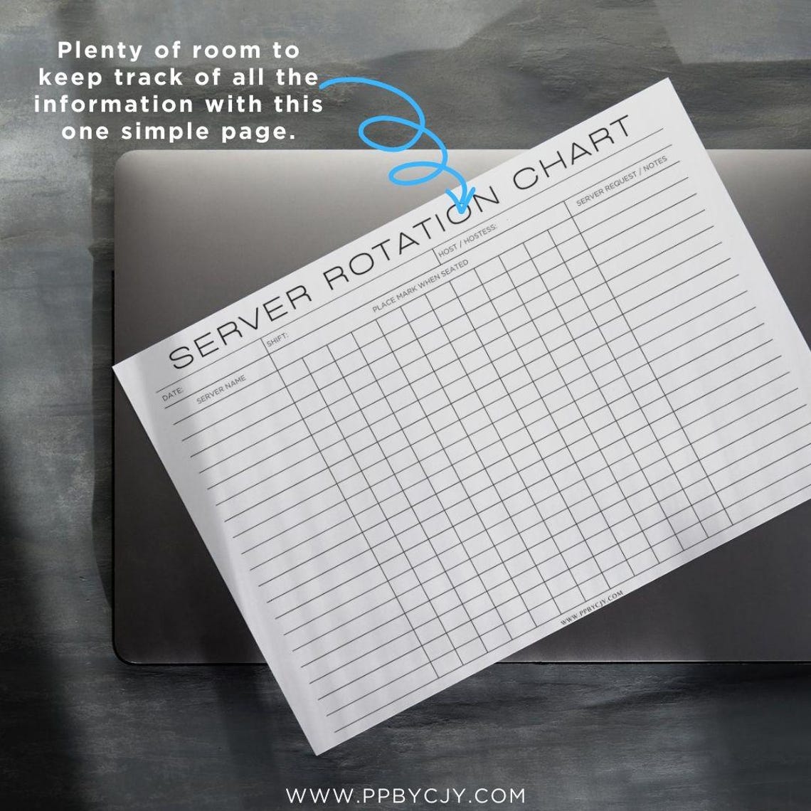 Restaurant Server Rotation Chart | Table Dining Room Waitstaff ...