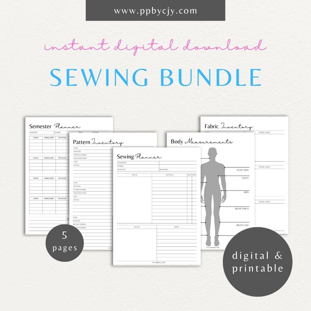 Sewing Project Planner Bundle Sewing Pattern Fabric Organizer DIY ...