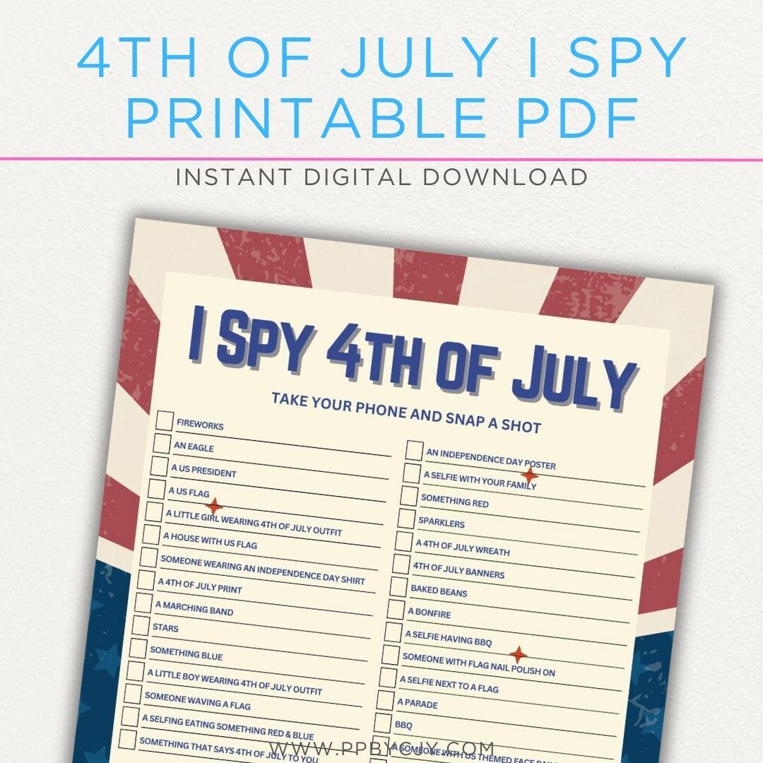 4th of July I Spy Game Printable | Fun Kids Activity | Patriotic Party ...