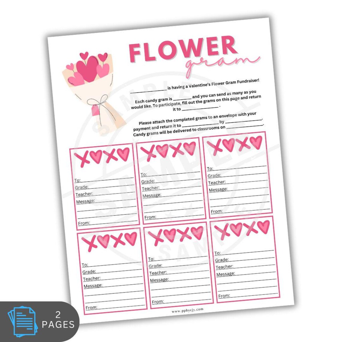 Valentine’s Day Flower Gram Printable | Fundraiser Sheet for Classroom ...