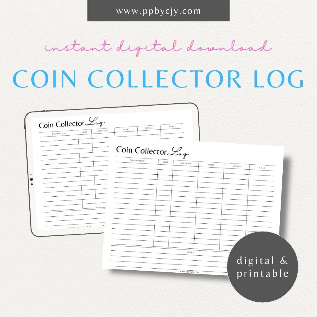 Coin Collector Log Printable | Coin Collection Tracker | Digital ...