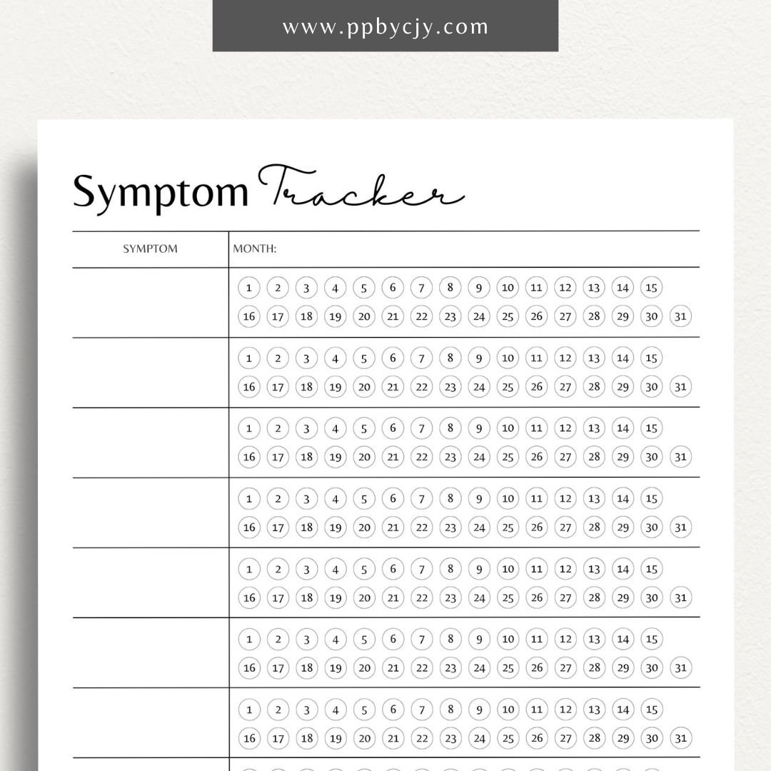 Health Symptom Tracker | Medical Symptom Monitoring Planner | Printable ...