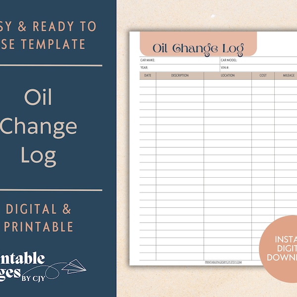 Oil Change Log - Etsy