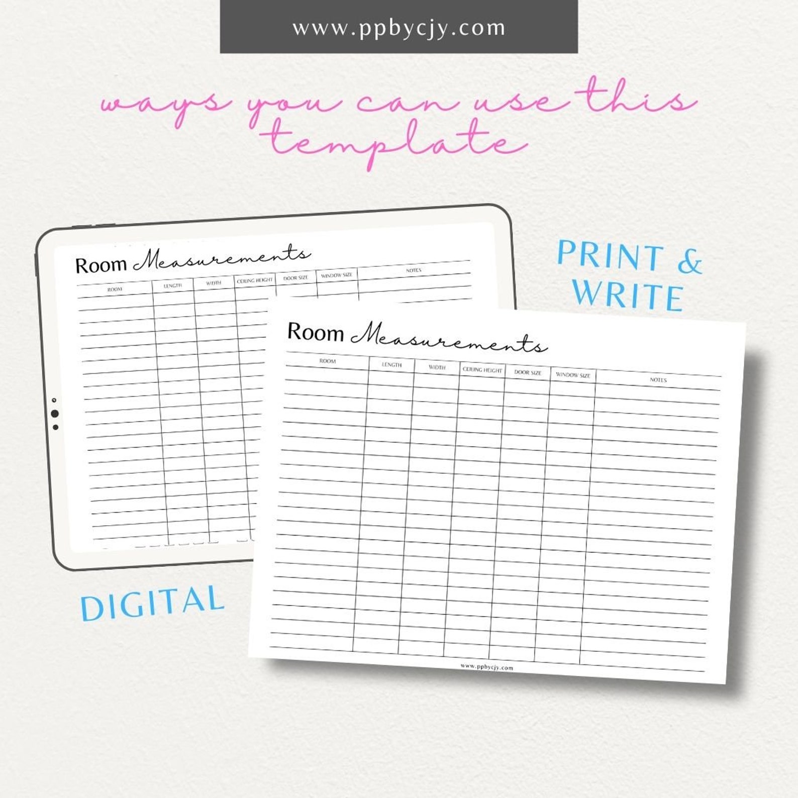 Room Measurements List | New Home Checklist | Moving Printable | First ...