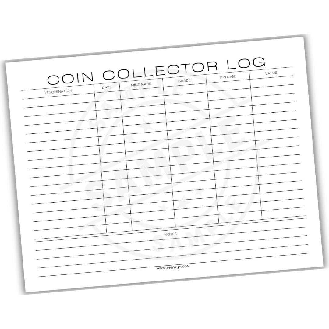 Coin Collector Log Printable | Coin Collection Tracker | Digital ...