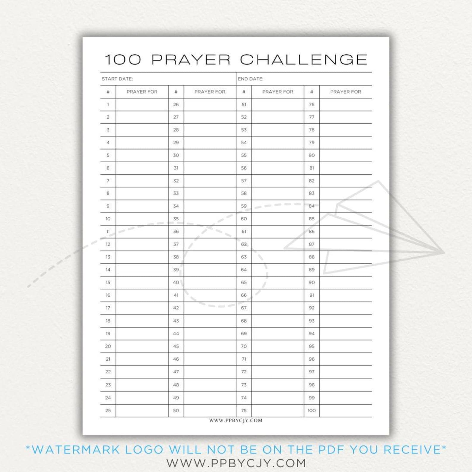 100 Prayer Challenge Printable | Daily Prayer Prompts & Reflection ...