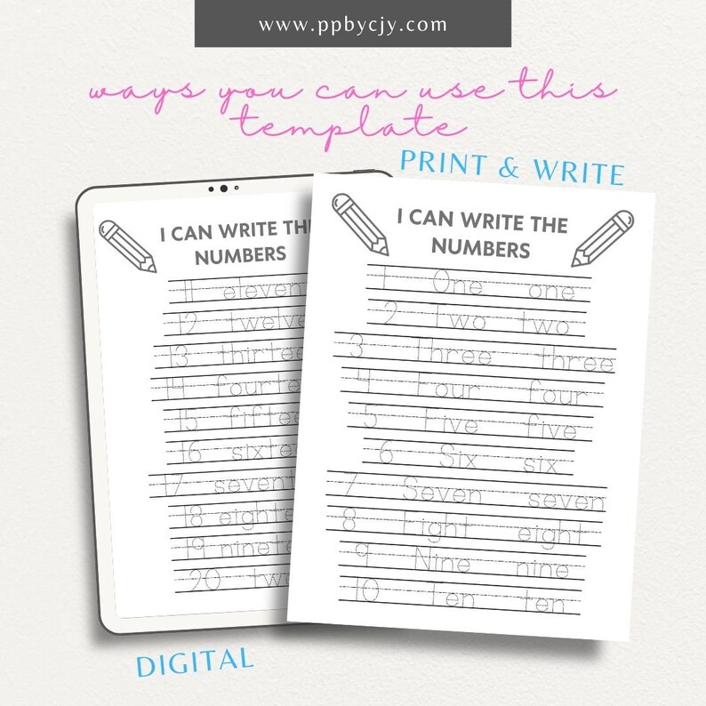 Number Tracing Handwriting Practice Sheet Preschool Learning Numbers ...