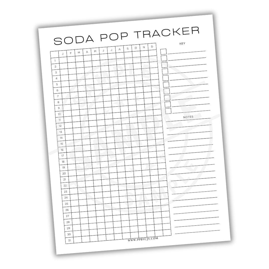 Soda Pop Tracker Printable PDF Template | Monitor Soda Intake, Track ...