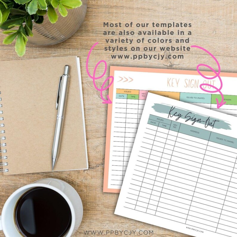 Key Sign-out Tracking Sheet | Printable Key Log | Office, Property ...