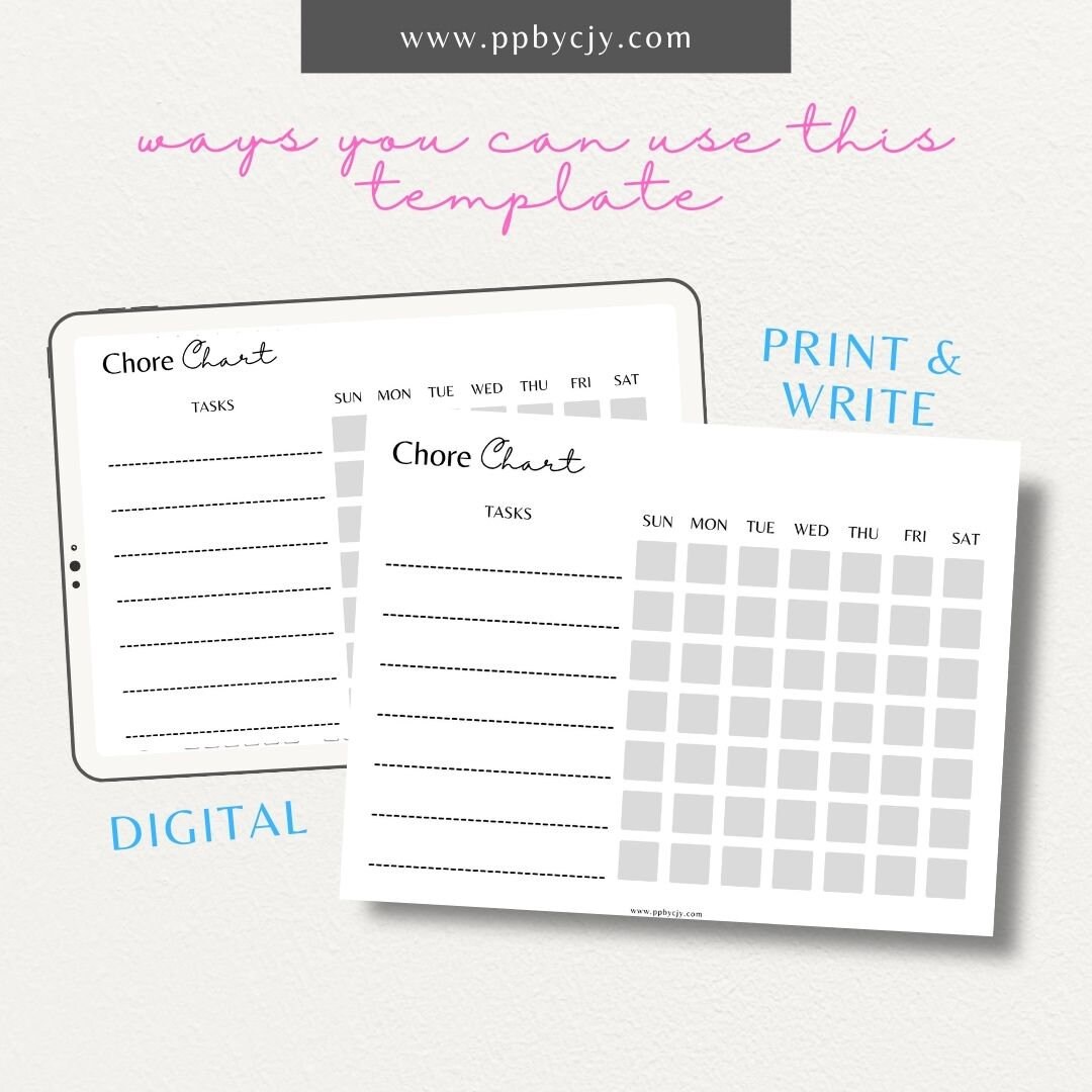 Daily Chore Chart Household Cleaning Planner Family Weekly Task ...