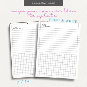 Half Lined Half Graph Printable Paper | Mixed Format Note Taking Paper ...