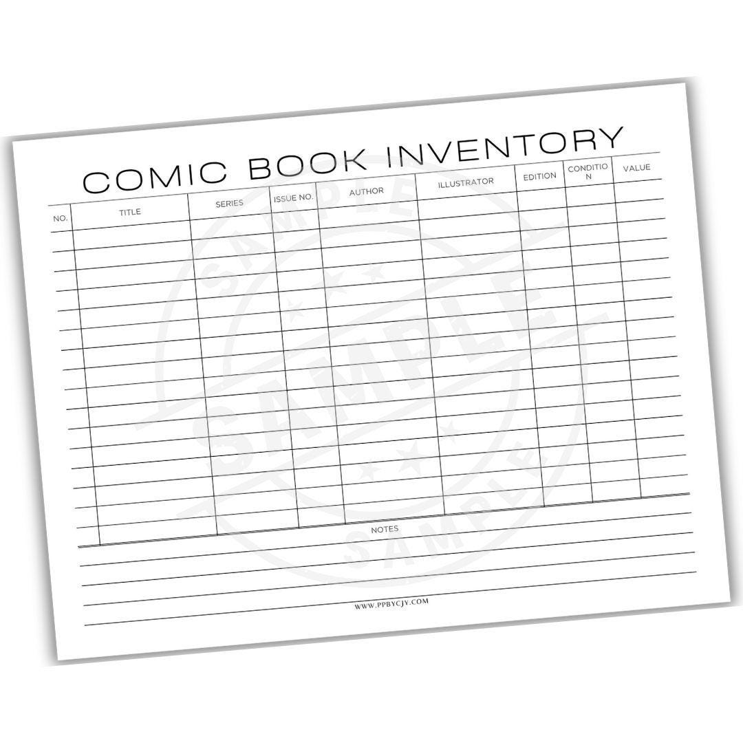 Comic Book Inventory Printable | Collection Tracker | Instant Digital ...