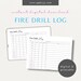 Fire Drill Log Printable Template | Digital Download | Safety Drill ...