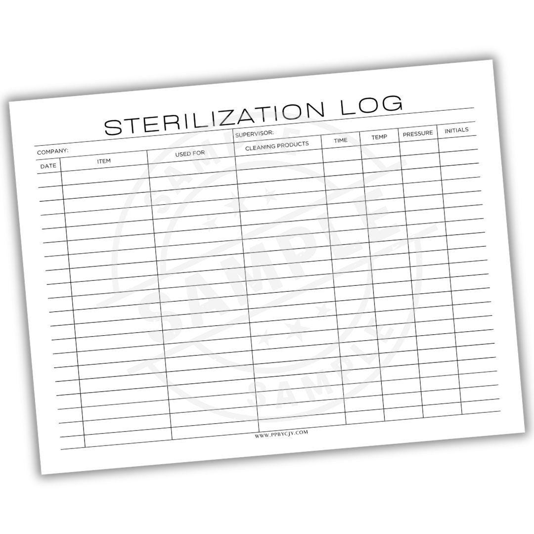 Sterilization Log Printable PDF | Track Equipment, Dates, Operators and ...