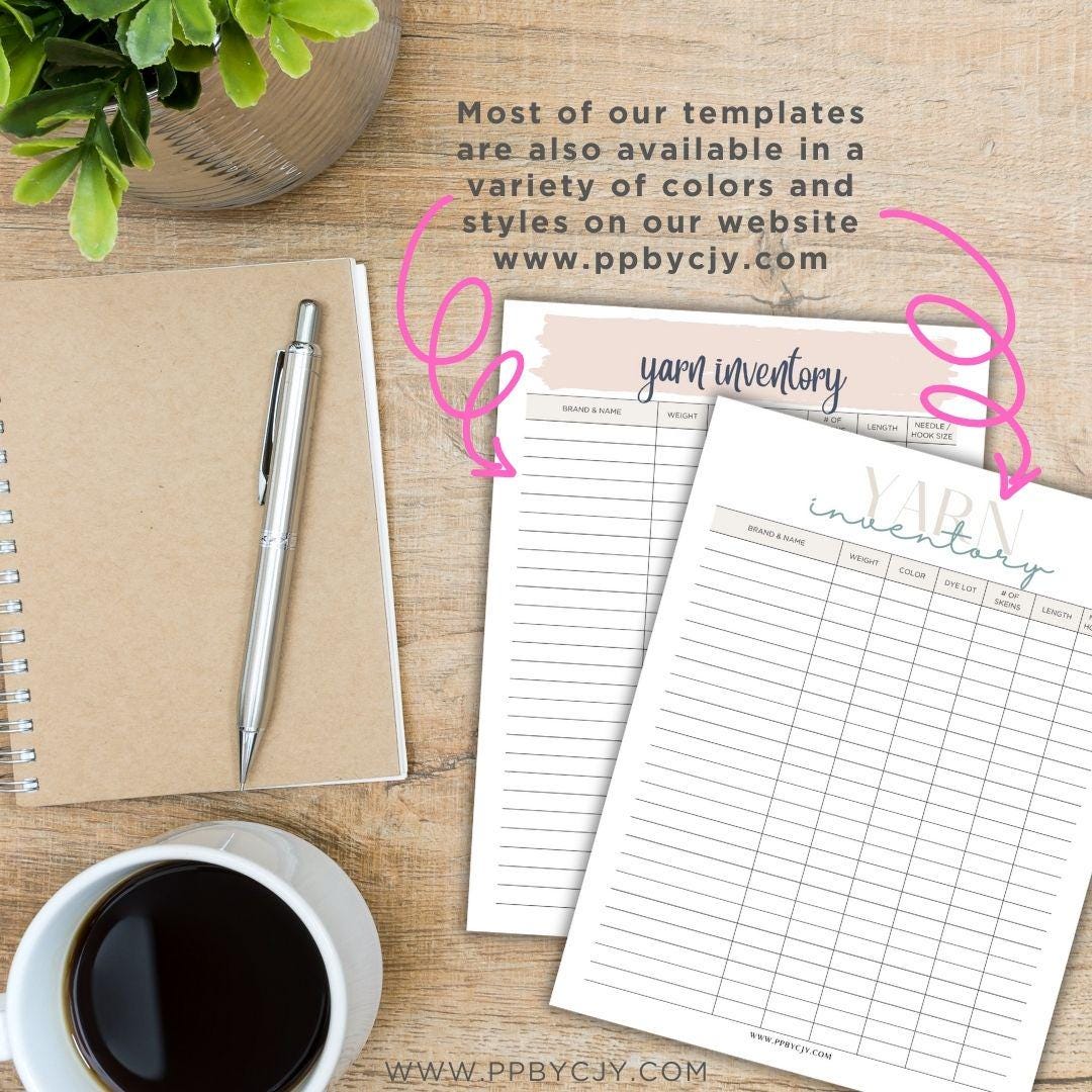 Yarn Stash Inventory Chart | Instant Digital Download | Knitting and ...
