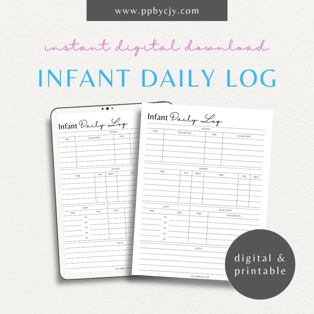 Infant Child Care Daily Log Newborn Baby Activity Journal Daily Diaper ...