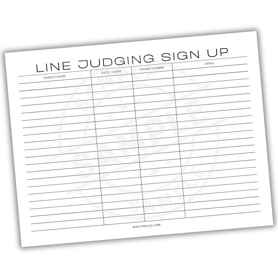 Volleyball Line Judge Sign-up Sheet Printable | Volunteer Schedule ...
