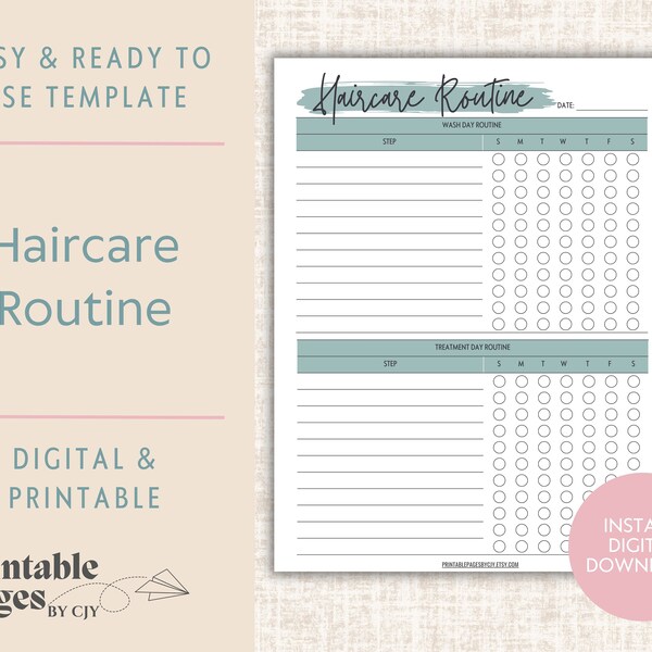 Wash Hair Tracker - Etsy
